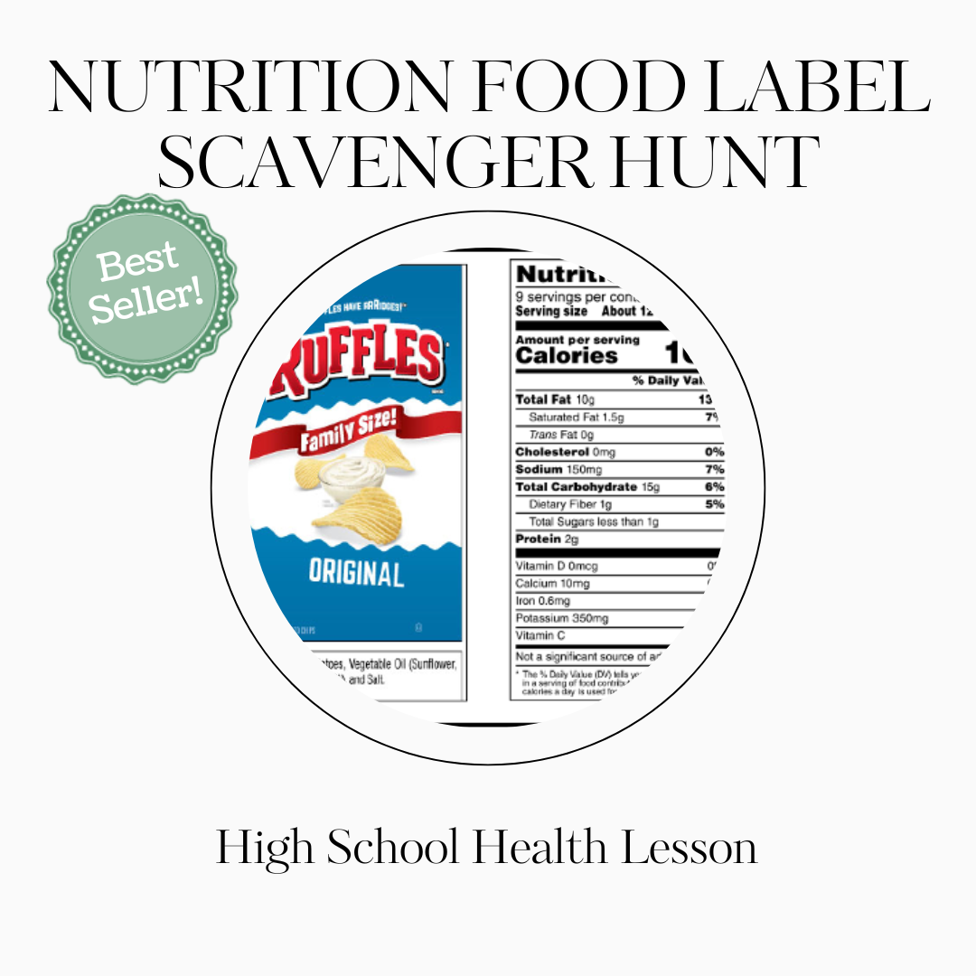 Nutrition Food Label Scavenger Hunt: High School Health Curriculum Hea ...